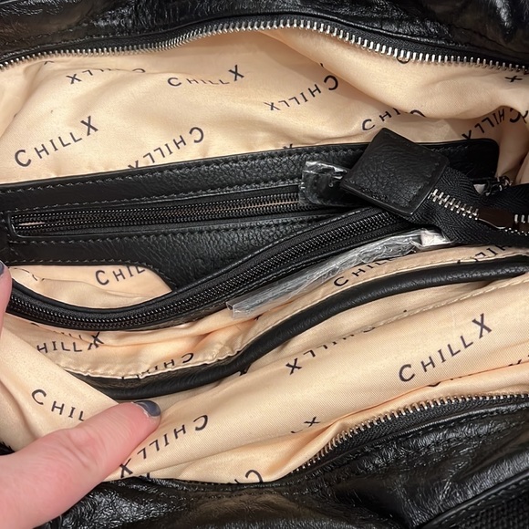 ChillX | Bags | Chillx Tote Bag Black Vegetation Leather One Side ...